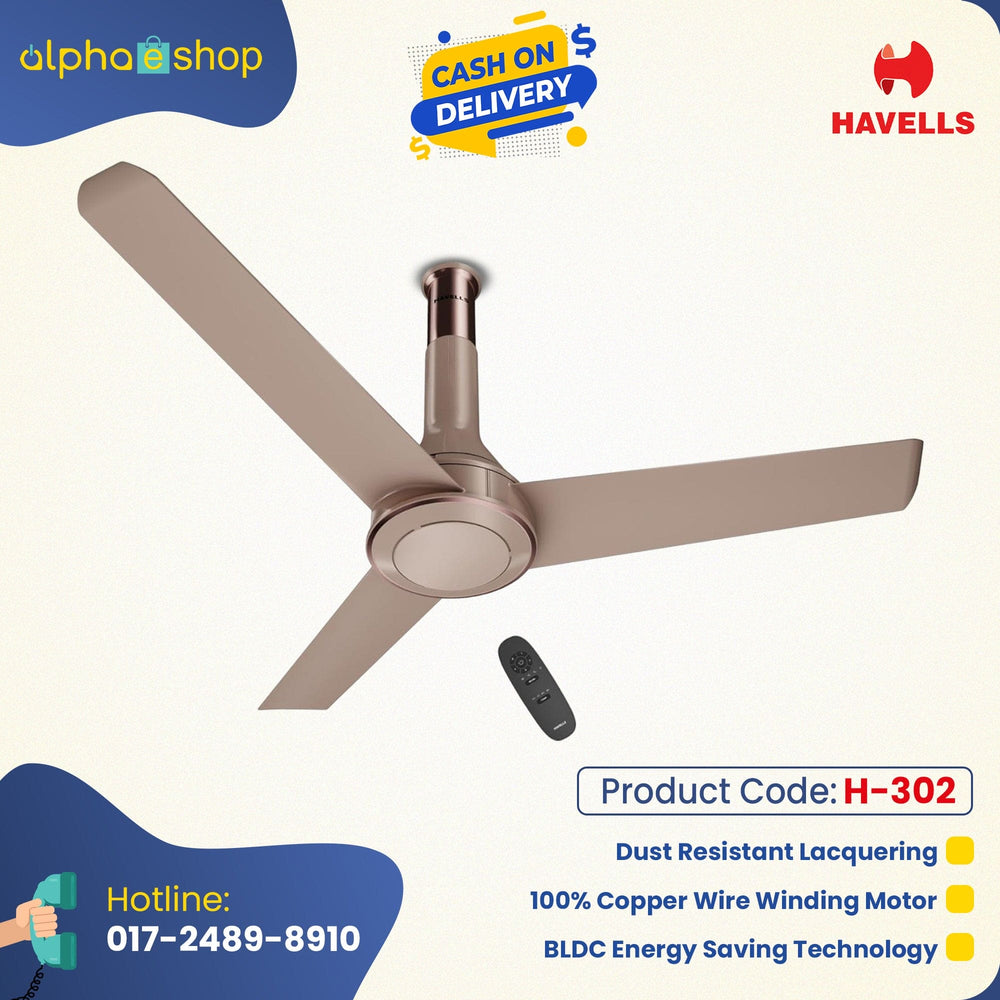 Havells Crista BLDC Remote Control 1200mm Fan (Champagne Cola ...